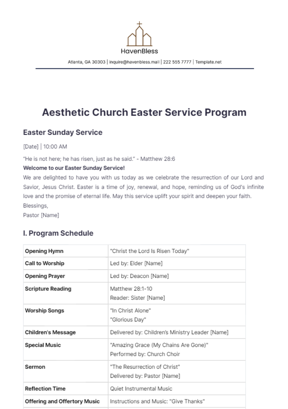 Free Good Friday Program Template To Edit Online