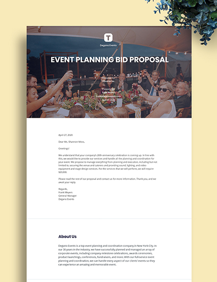 Formal Bid Proposal Template - Google Docs, Word, Apple Pages ...