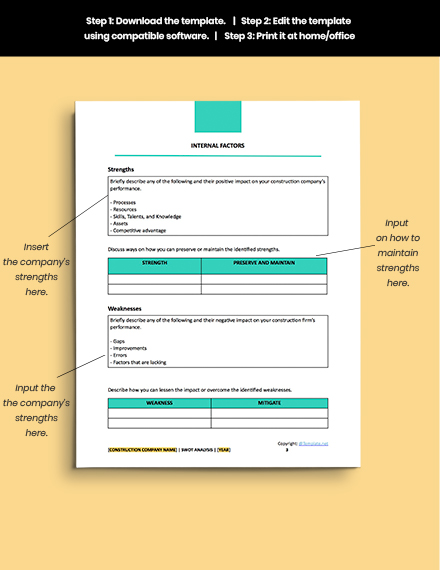 Free Simple Construction Swot Analysis Template - Google Docs, Word ...
