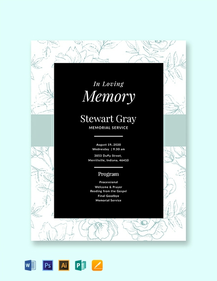 Simple Funeral Program Template - Illustrator, Word, Apple Pages, PSD ...