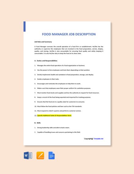 FREE Fast Food Manager Cover Letter - Word | Google Docs | Apple (MAC ...