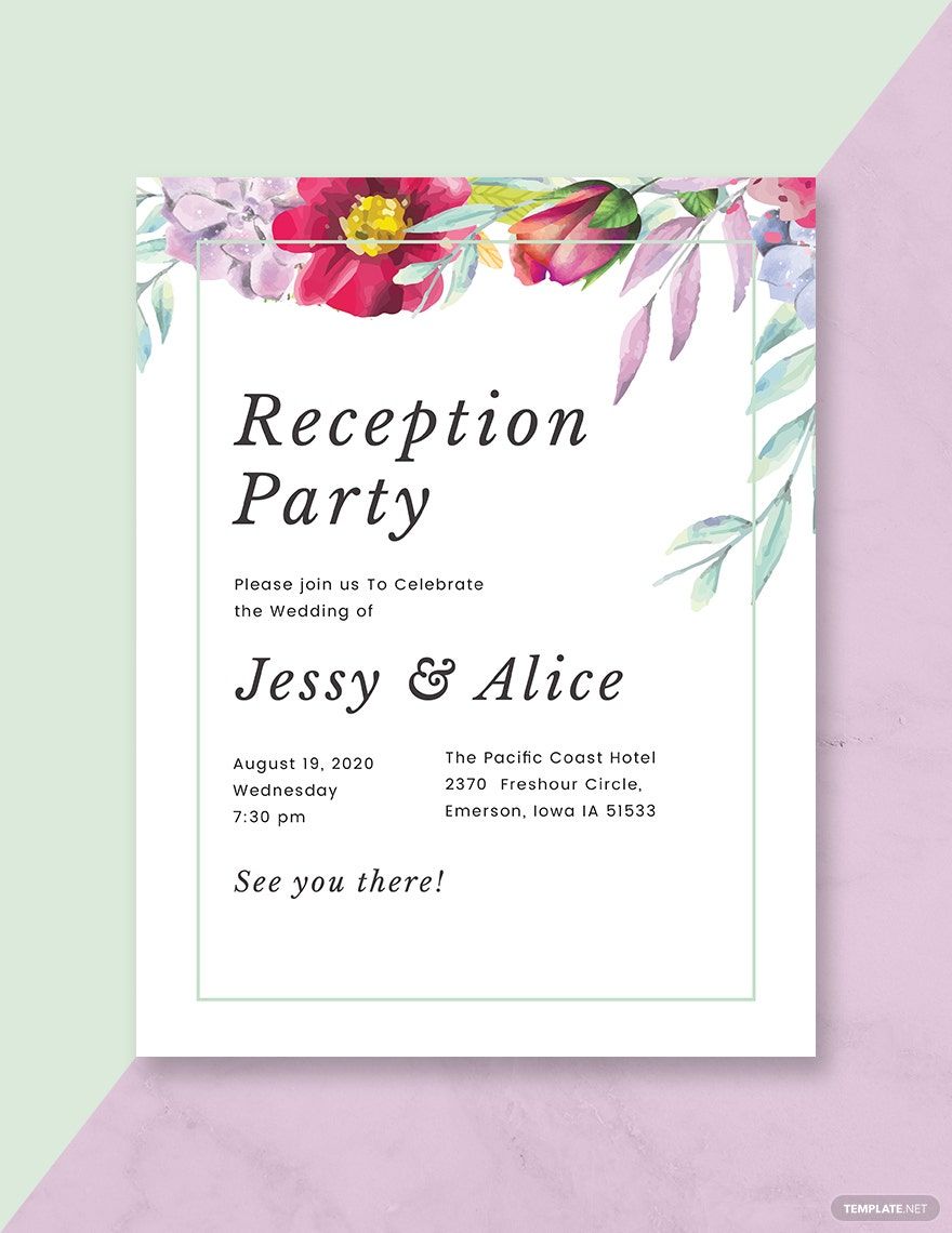 Floral Wedding Reception Program Template In Publisher PSD Pages