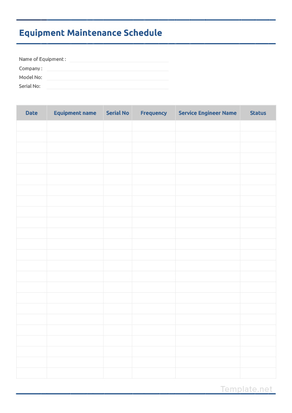 Equipment Maintenance Schedule Template In Microsoft Word Excel PDF Equipment Maintenance Schedule Template In Microsoft Word Excel PDF