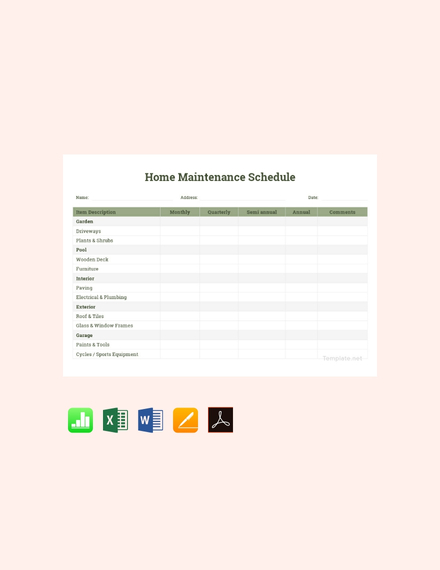 54+ Maintenance Schedule Template - Free Word, Excel, PDF Format Download