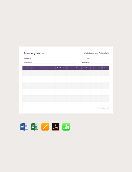 54+ Maintenance Schedule Template - Free Word, Excel, PDF Format Download