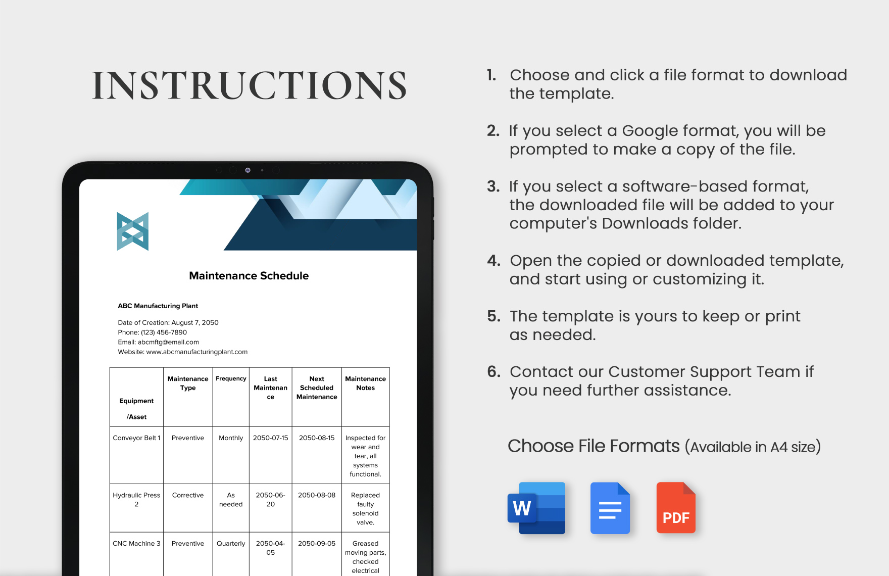 Free Maintenance Schedule Template - Edit Online & Download | Template.net