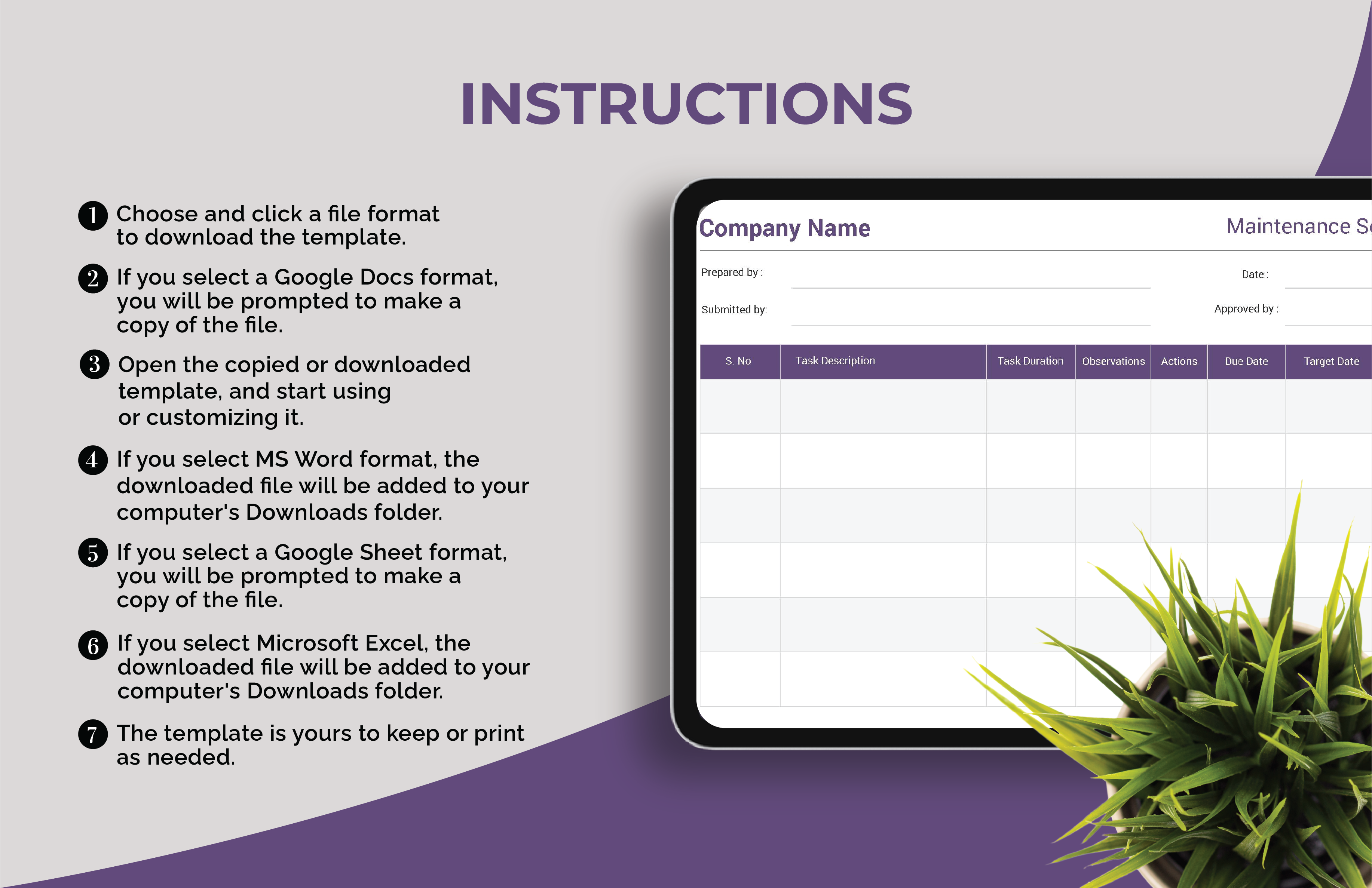 Maintenance Schedule Template - Google Docs, Google Sheets, Excel, Word ...