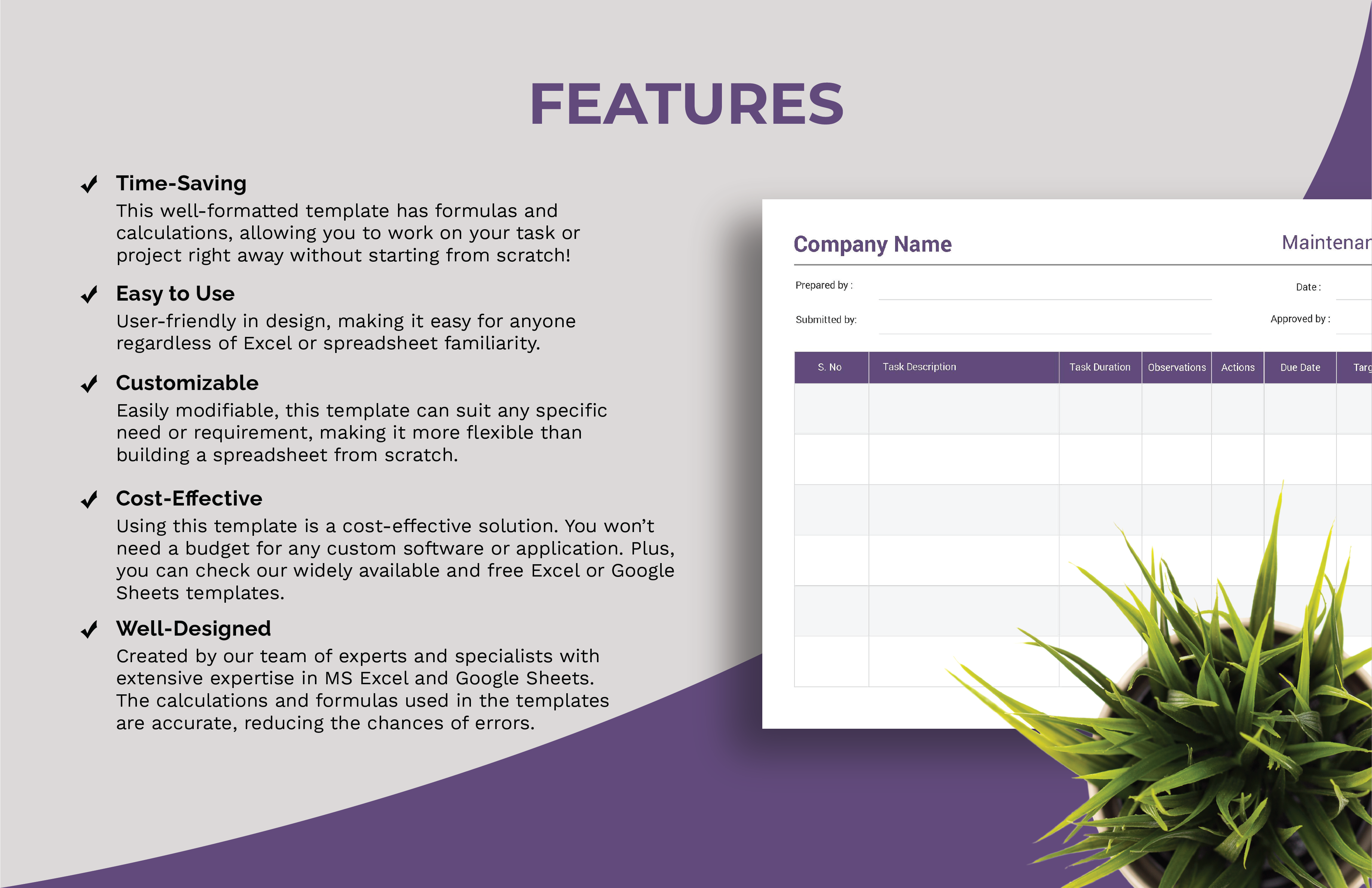 Maintenance Schedule Template - Google Docs, Google Sheets, Excel, Word ...