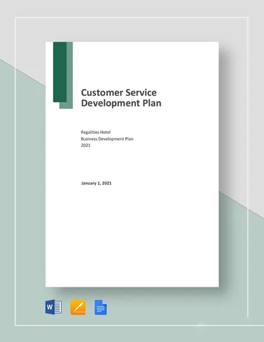Customer Service Development Plan Template Google Docs Word Apple 