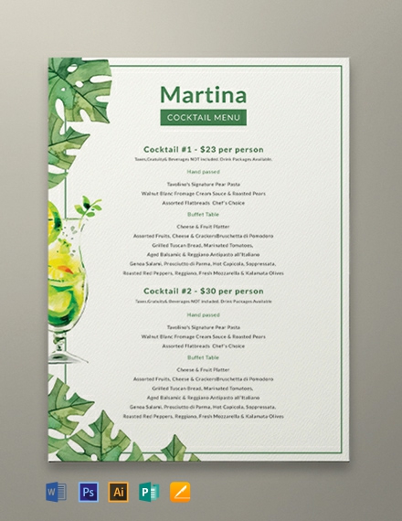 FREE Menu Templates in Microsoft Publisher | Template.net