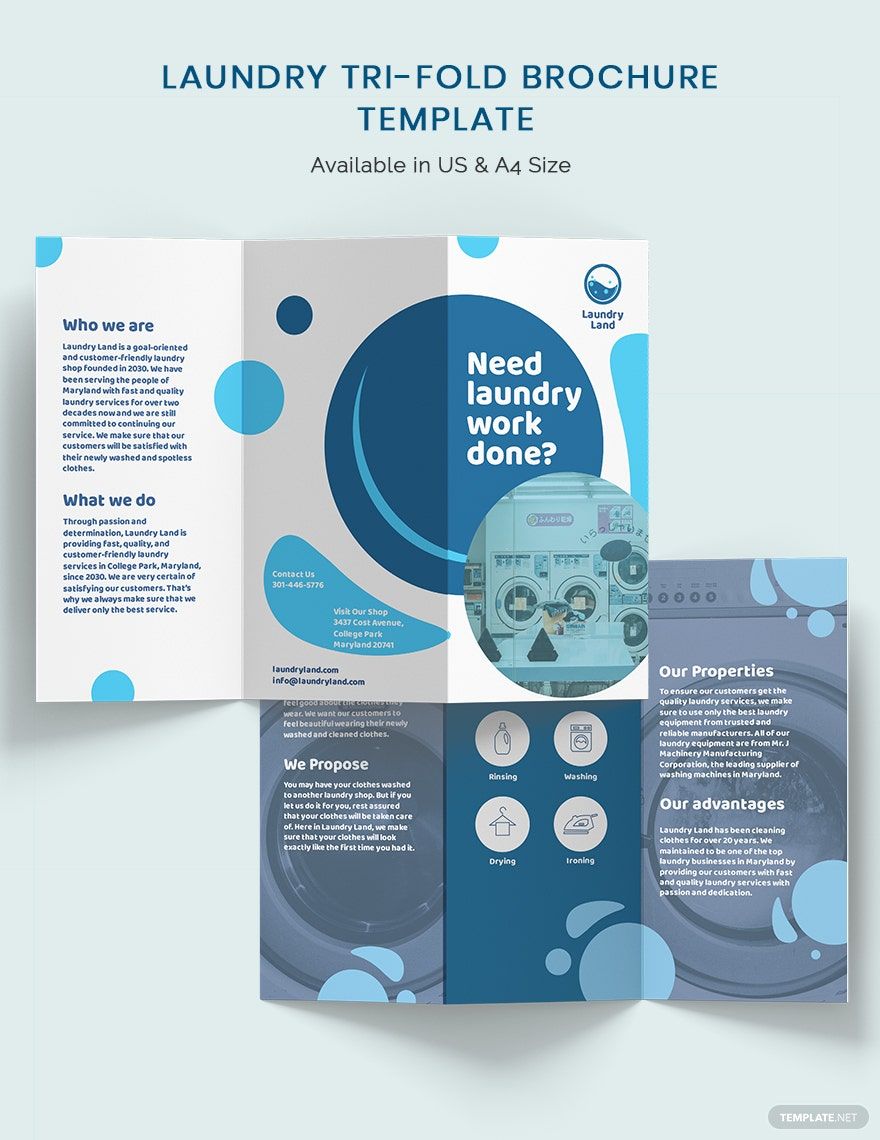 Laundry Tri-Fold Brochure Template - Download in Word, Google Docs ...