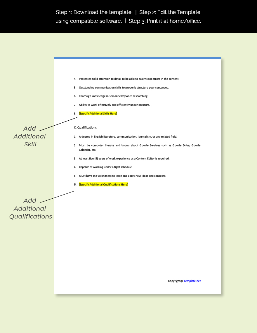 Content Editor Job Ad Description Template Download In Word Google 