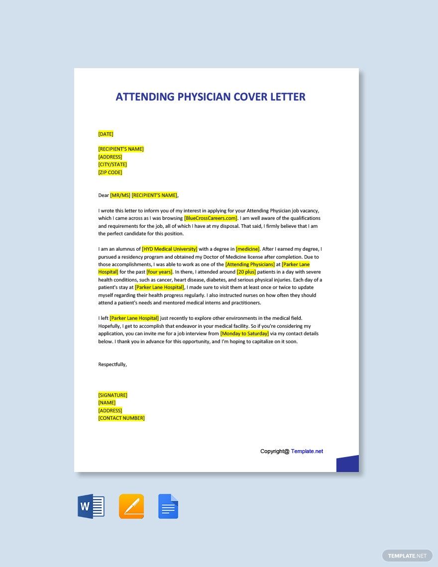 Family Medicine Physician Cover Letter Template - Google Docs, Word ...