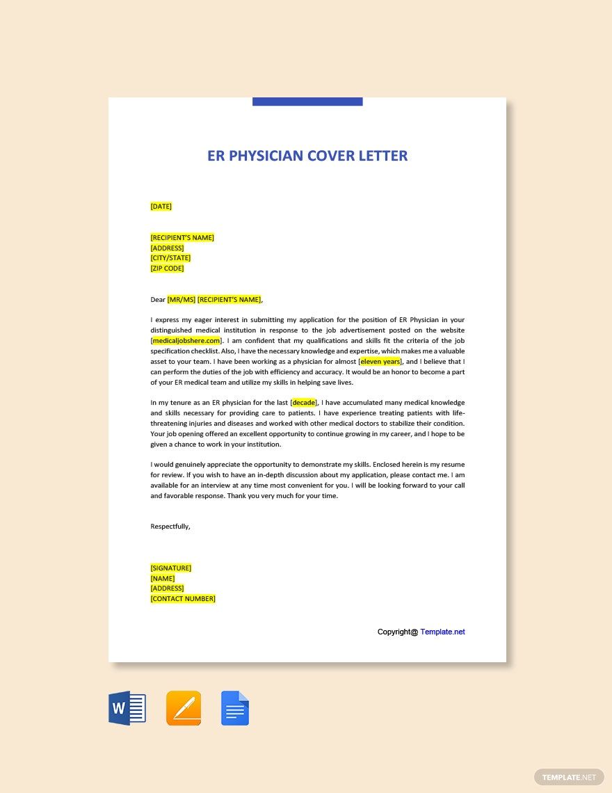 Family Medicine Physician Cover Letter Template - Google Docs, Word ...