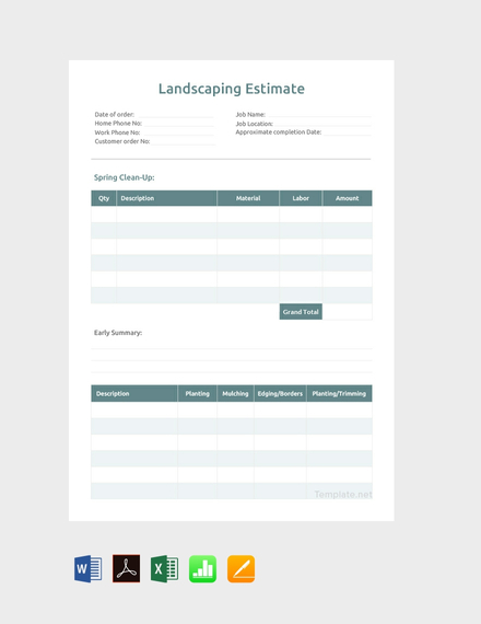  Landscaping Estimate Example Template Google Docs Google Sheets 