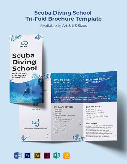 Scuba Diving School Tri-Fold Brochure Template