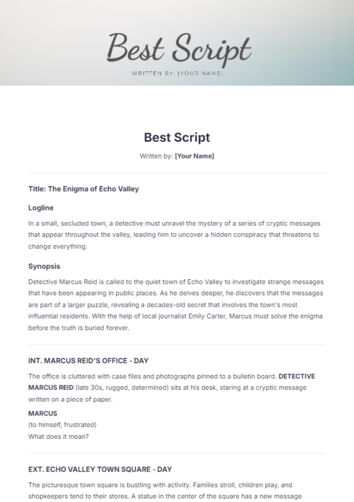 Free Talk Show Script Template To Edit Online