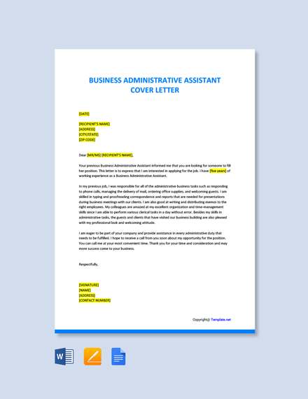 FREE Job Application Letter for Administrative Assistant Template ...