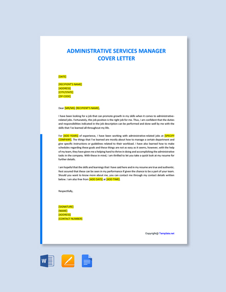 Administrative Services Manager Cover Letter Template - Google Docs ...