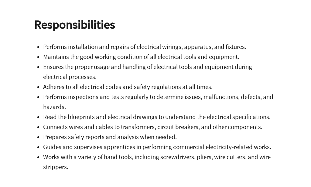 Free Commercial Electrician Job Description Template Google Docs free-commercial-electrician-job-description-template-google-docs