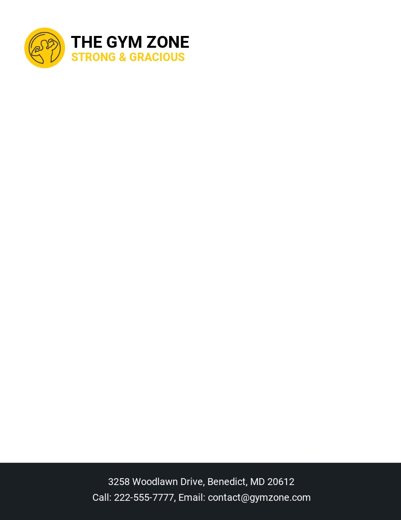 Sample Gym letterhead Template - Illustrator, Word, Apple Pages, PSD ...