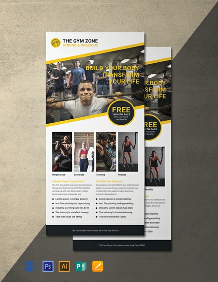 Gym Rack Card Template - Download in Illustrator, PSD, InDesign ...