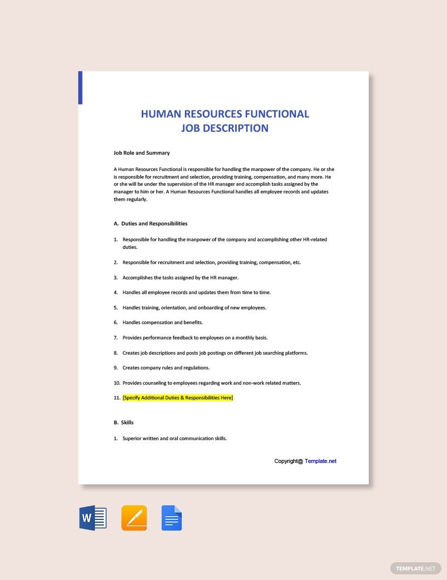 Human Resources Assistant Job Description Template Google Docs Word Human Resources Assistant Job Description Template Google Docs Word