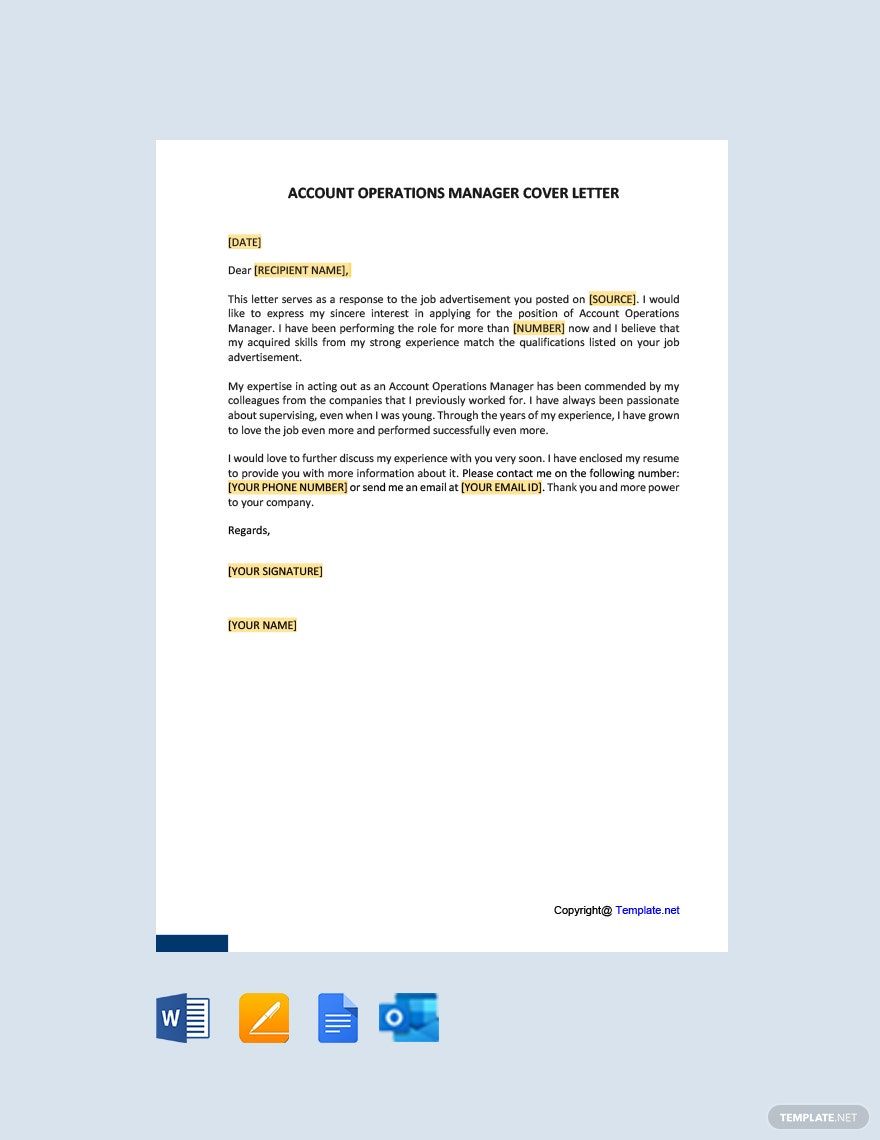 Fleet Operations Manager Cover Letter Template - Google Docs, Word ...