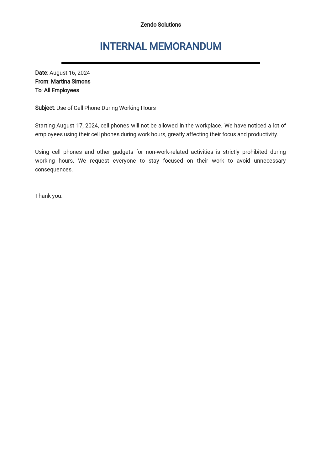 Sample Employee Memo Template Free Pdf Word Template Net Vrogue