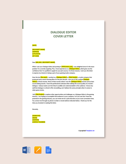 Free Copy Editor Cover Letter Template - Google Docs, Word, Apple Pages ...