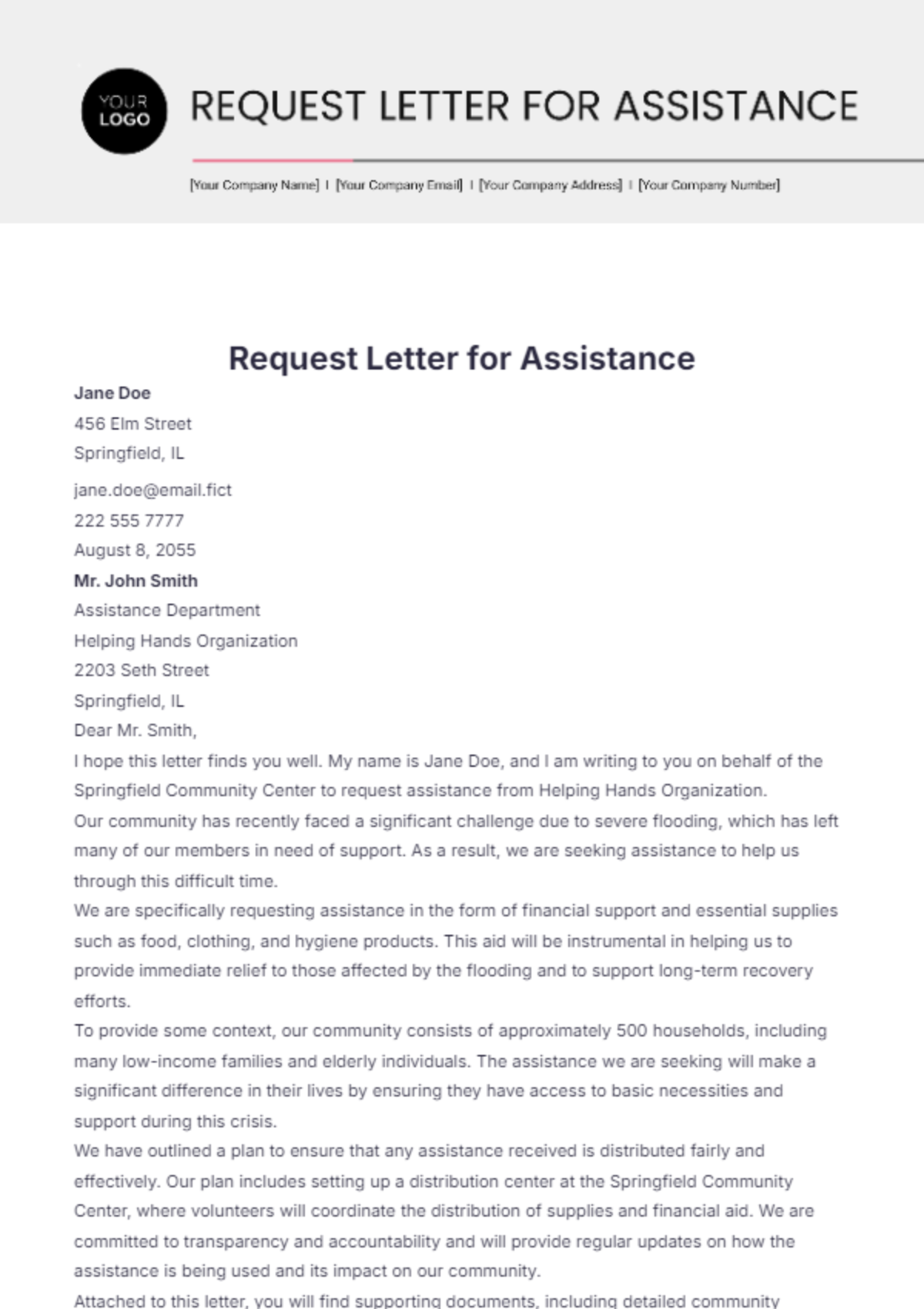 Free Request Letter for Assistance Template - Edit Online & Download | Template.net