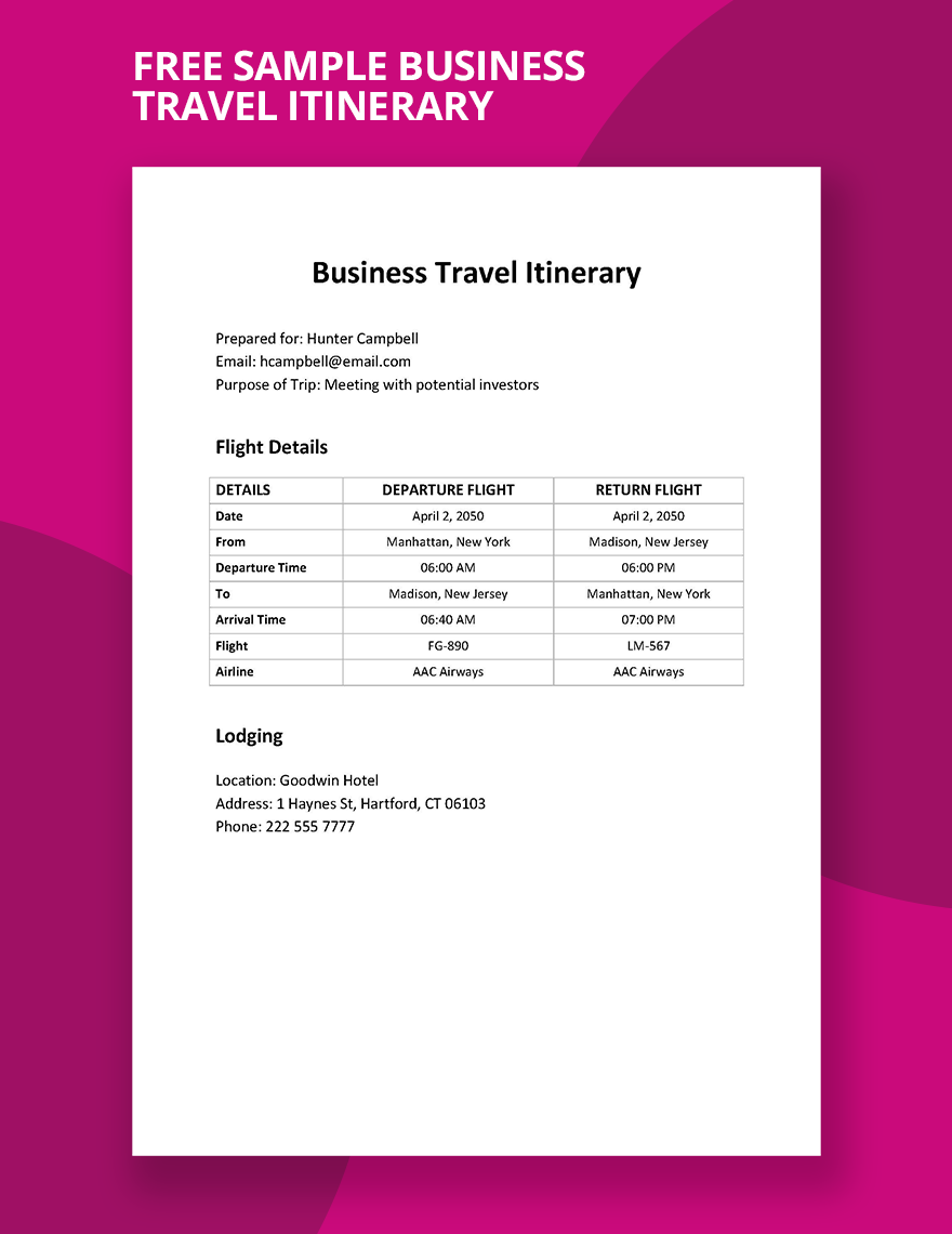 Travel Itinerary Google Docs Templates Design Free Download 