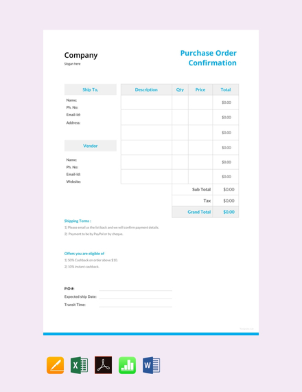 FREE Vehicle Purchase Order Template - PDF | Word (DOC) | Excel | Apple ...