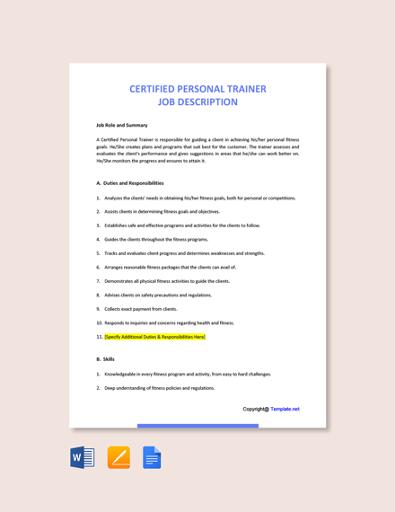 FREE Certified Personal Trainer Cover Letter - Word | Google Doc ...