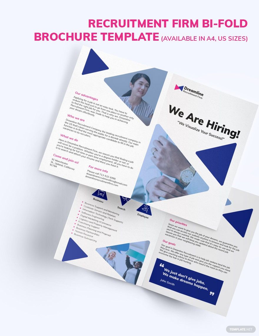 Recruitment Firm Bifold Brochure Template Google Docs Illustrator 