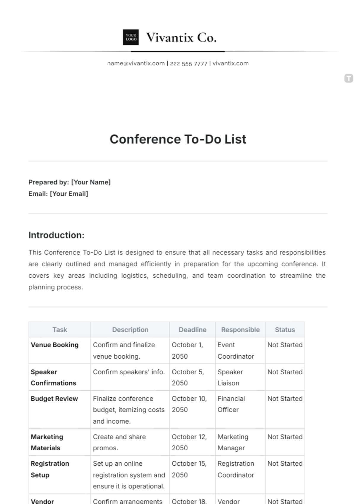 Free Project List Templates Editable And Printable