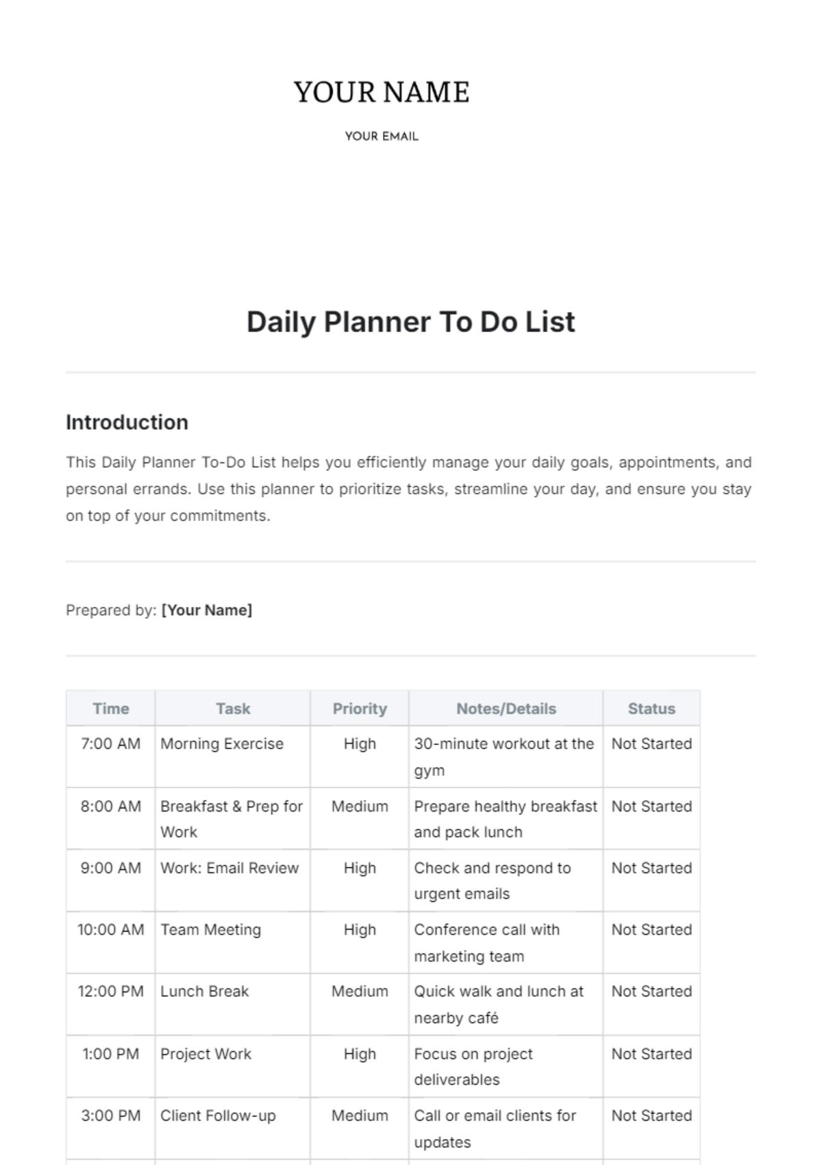 Free Daily Planner Templates To Customize Online Free Daily Planner Templates To Customize Online