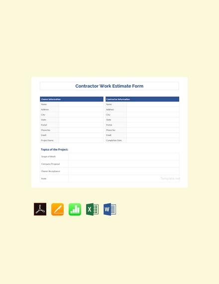 FREE Contractor Estimate Template Download In Word Google Docs 