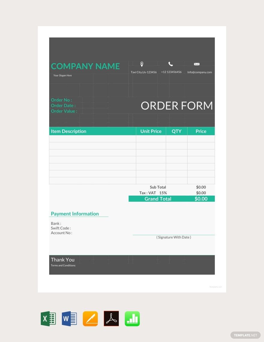 Special Order Form Template Download In Word Google Docs Excel PDF