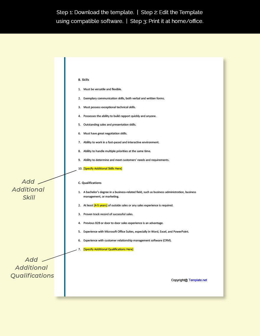 Outside Sales Manager Job AD Description Template Download In Word 