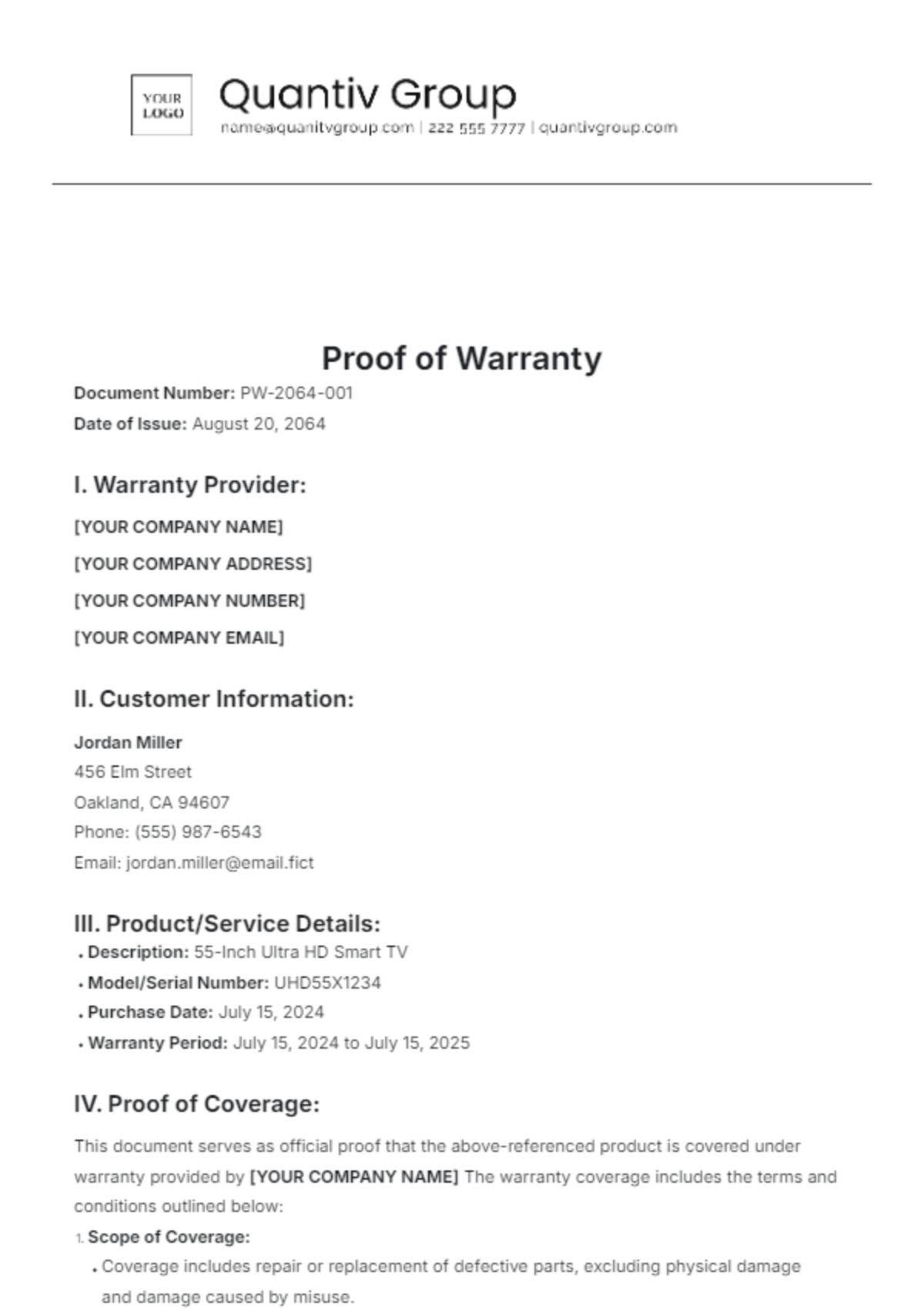 Free Warranty Templates To Edit Online Print