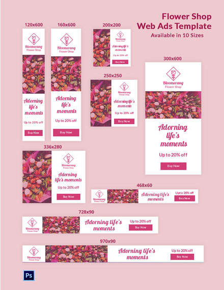 Flower Shop Ad Banner Template - Download in PSD, HTML5 | Template.net