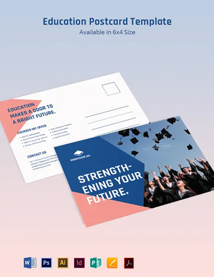 Education Postcard Template - Illustrator, Word, Apple Pages, PSD ...