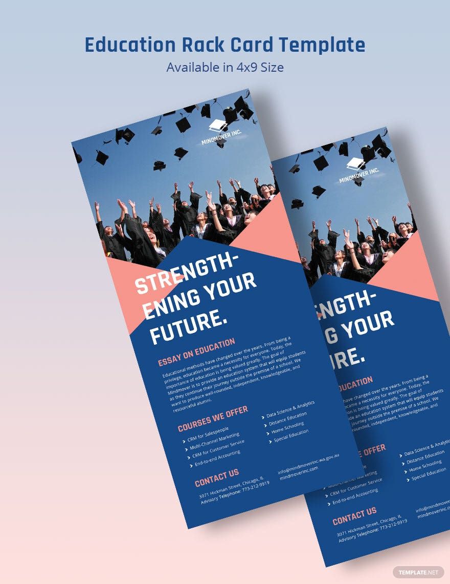 Education Rack Card Template Illustrator InDesign Word Apple Pages 
