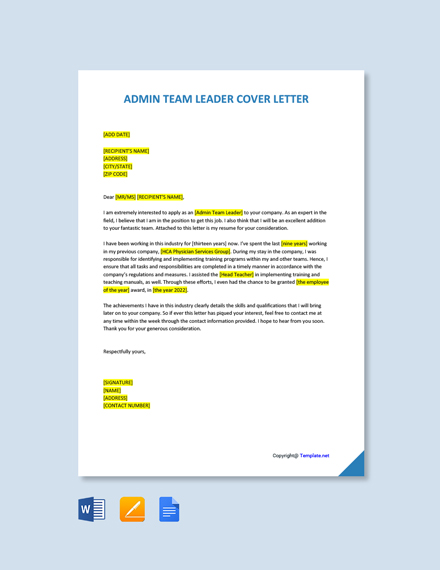 Free Collections Team Leader Cover Letter Template - Google Docs, Word ...