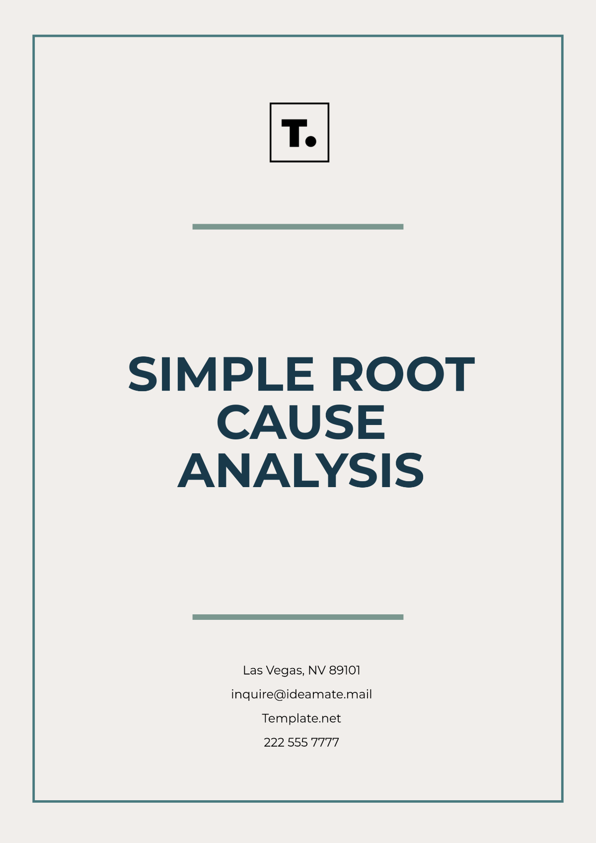 Free Simple Root Cause Analysis Template To Edit Online