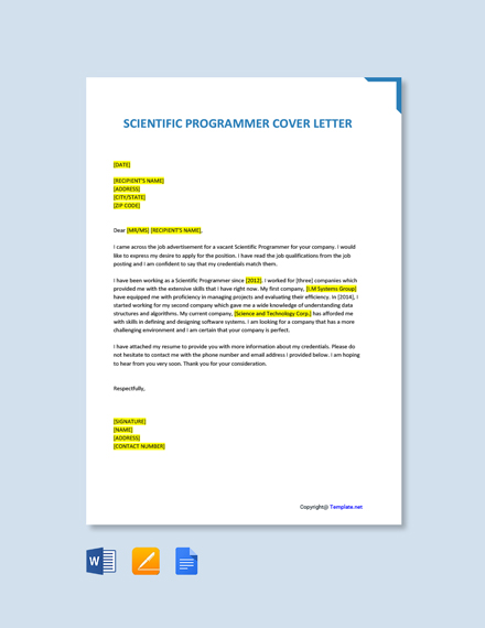 Python Programmer Cover Letter Template - Google Docs, Word | Template.net