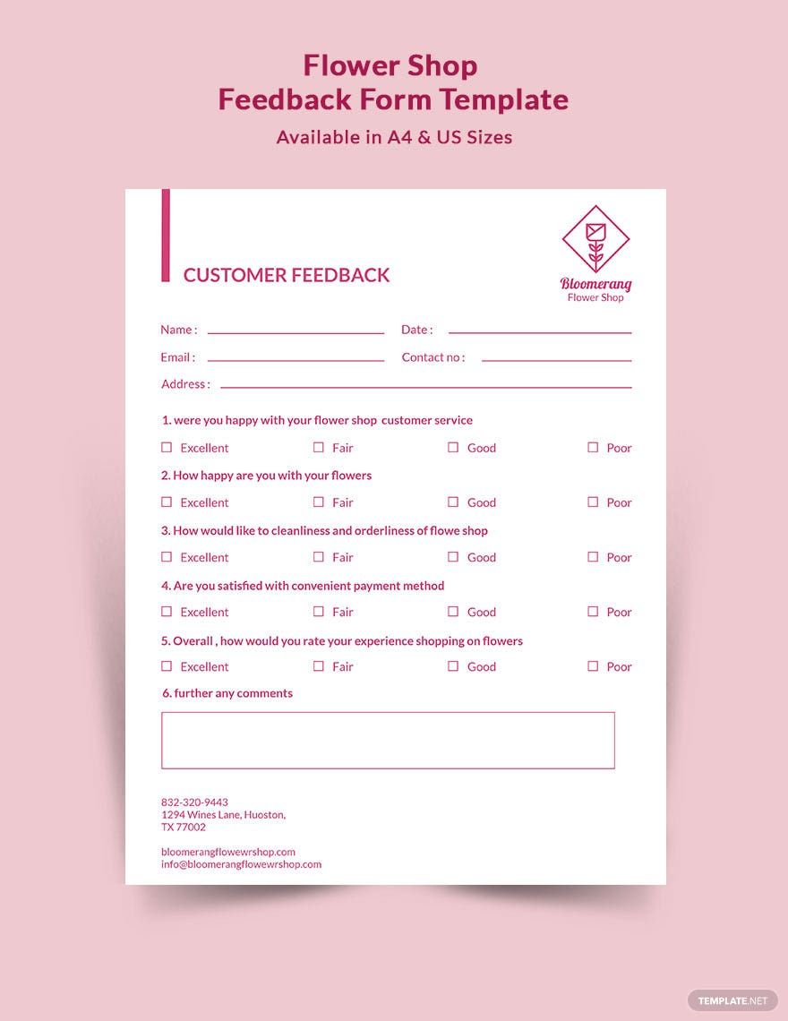Flower Shop Feedback Form Template Download In Word Google Docs 