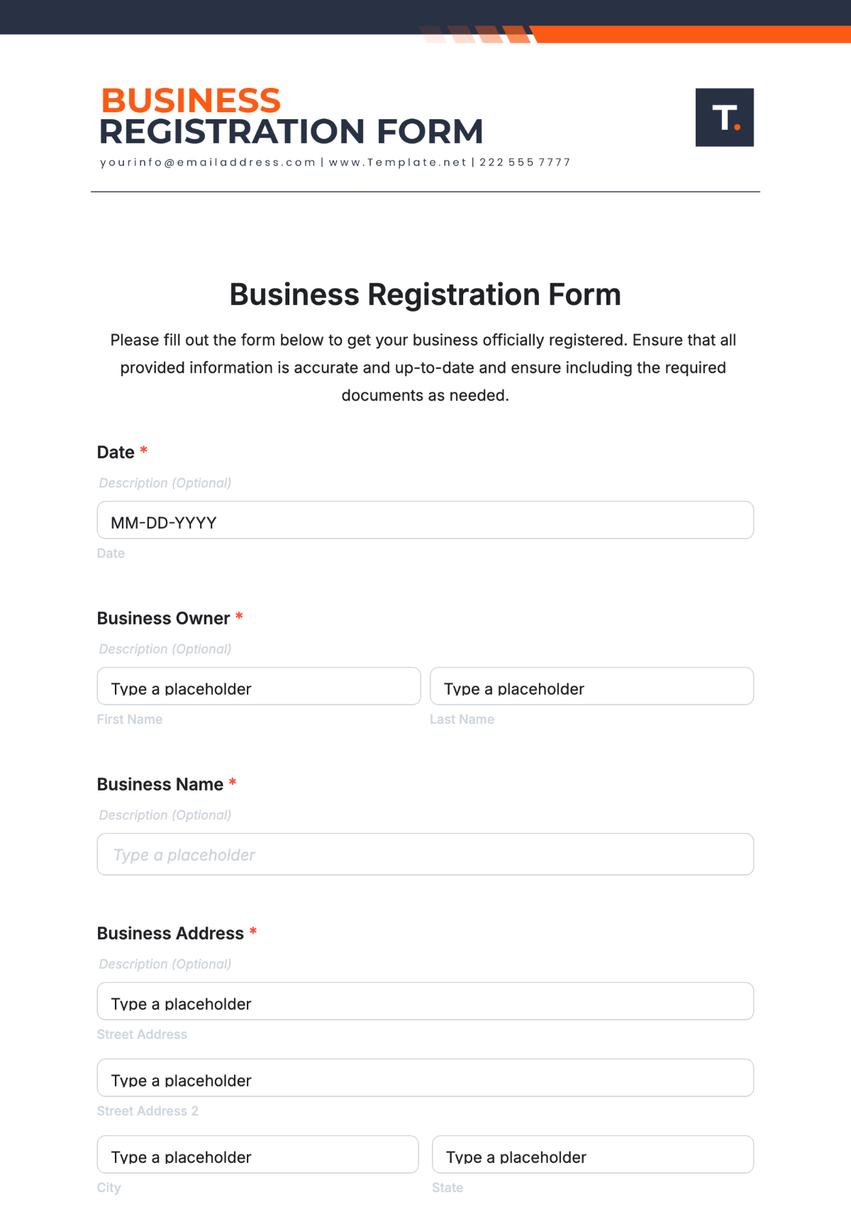 Free Registration Form Templates To Edit Online