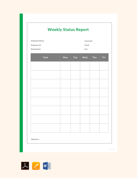 Free 49+ Weekly Report Templates- PDF, Word, Docs, Pages